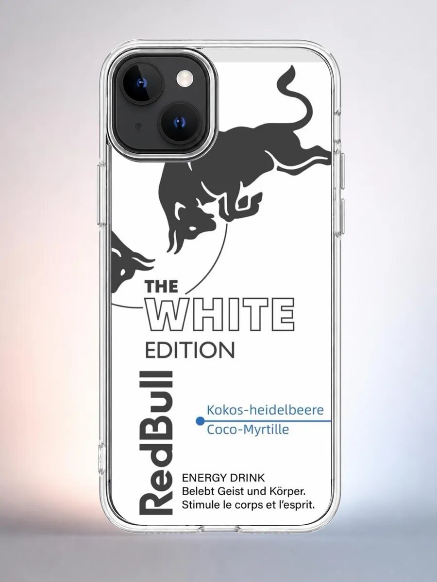Чехол iPhone 15 red bull white силиконовый прозрачный