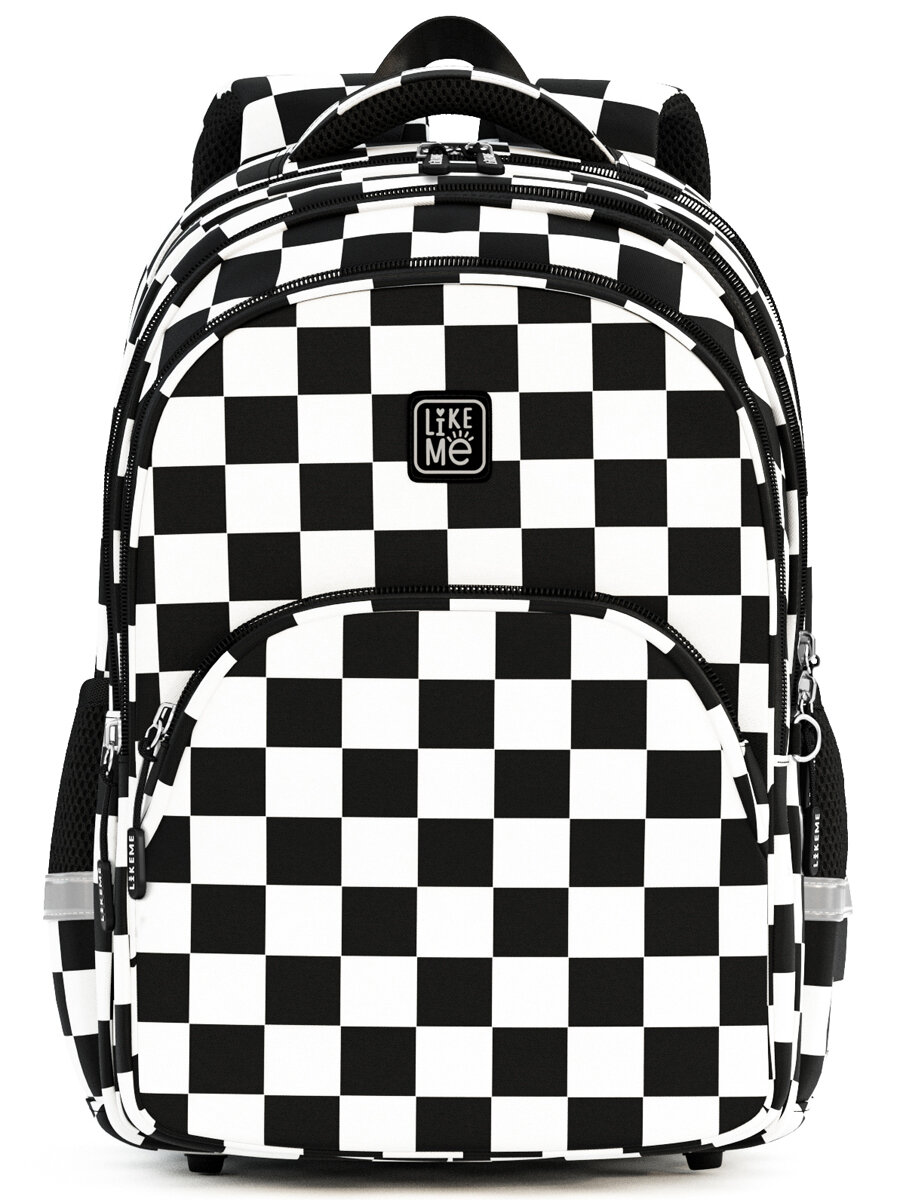 Рюкзак в клетку школьный для девочки Like Me School Plus