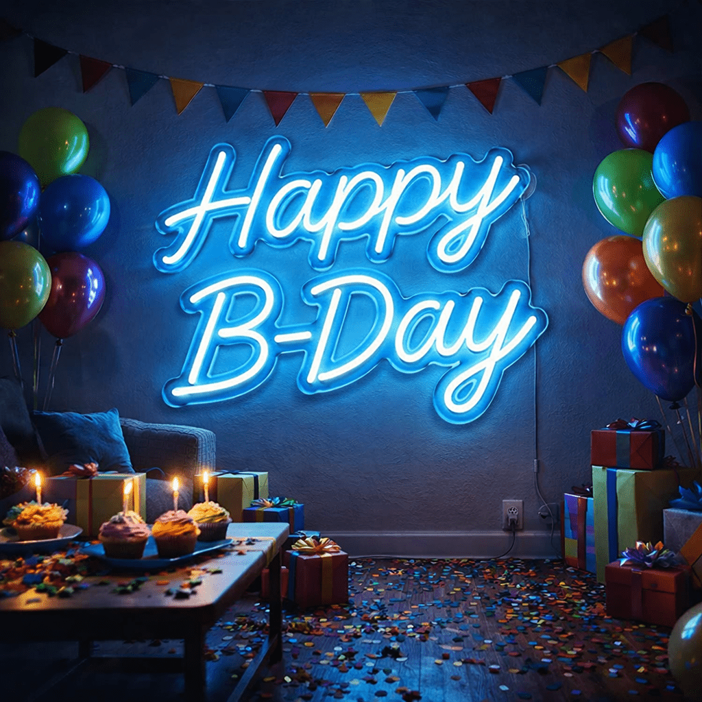 Светодиодная неоновая вывеска Happy Birthday, оранжевая, 5 дюймов, 1 символ в строке, питание от USB, декор для стены и вечеринки