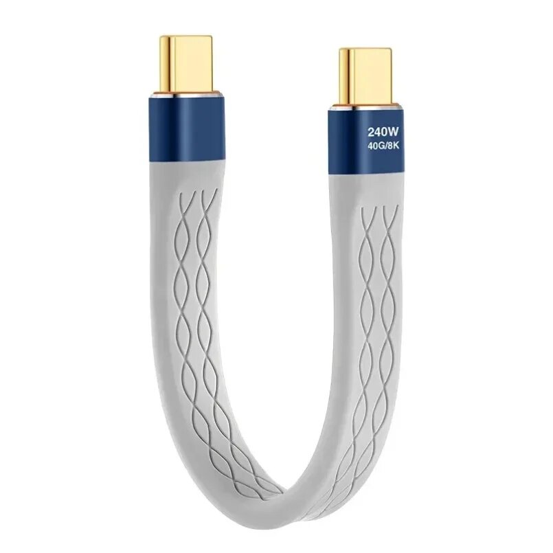 Плоский Кабель USB-C На USB-C 240 Вт Для Быстрой Зарядки, 40 Гбит/с, Видео 8K, Гибкий Тонкий FPC-кабель Для MacBook, Монитора