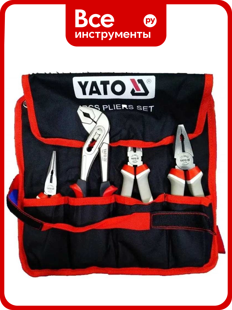 Набор шарнирногубцевого инструмента YATO 4 предмета YT-39619 369539619 092 1, Crvэргономичные нескользящие рукоятки