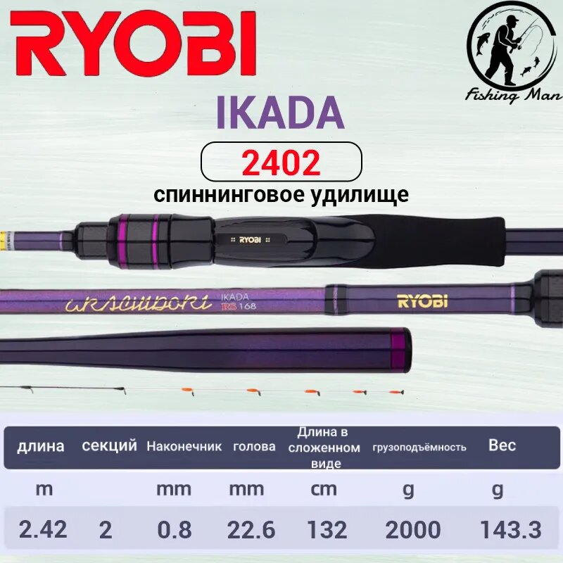 Ryobi Спиннинг, рабочая длина: 242 см , до 10 гр