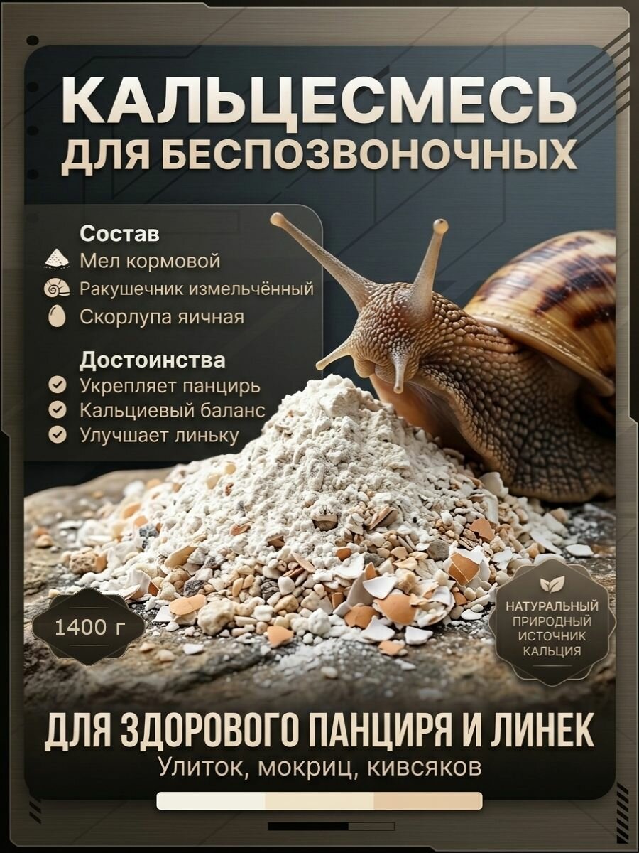 Кальцесмесь для беспозвоночных натуральный источник кальция. Для улиток, мокриц, кивсяков и других беспозвоночных