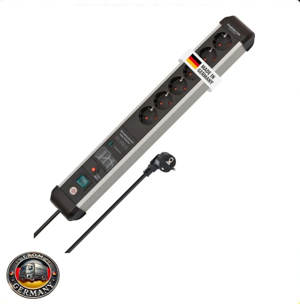 Сетевой фильтр Brennenstuhl The Premium-Protect-Line с 6-секционным блоком питания и защита 60000А. Германия.