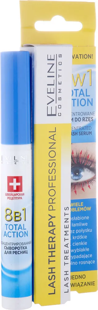 Сыворотка для ресниц Eveline Cosmetics, Lash Therapy Professional, 8 в 1, Total Action, 10 мл
