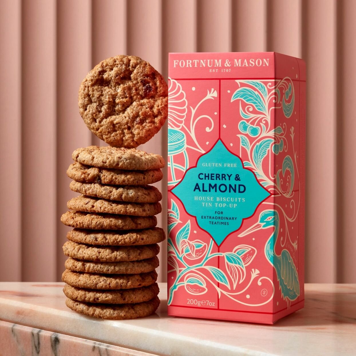 Fortnum&Mason Печенье с вишней и миндалем, без глютена House Cherry & Almond Gluten-Free & Vegan Biscuits Tin Top-Up, 200г