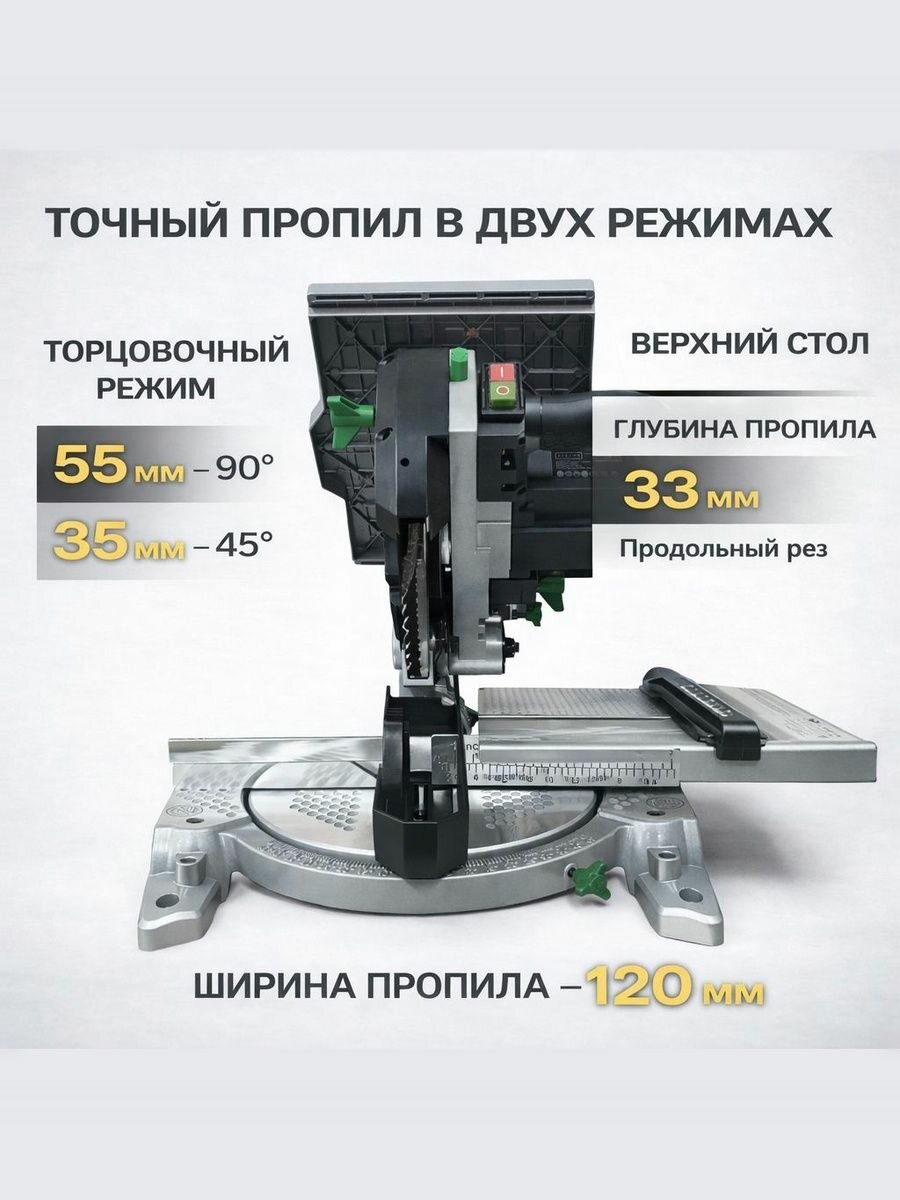 Комбинированная торцовочная пила Zitrek ZTLDR1300-210C, 1300 Вт