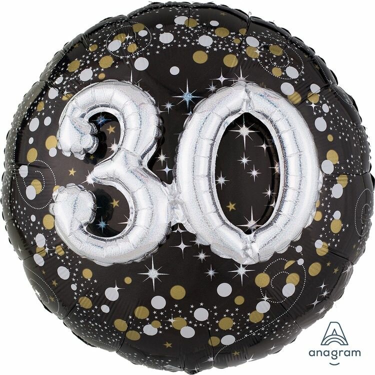 Воздушный шар Anagram джамбо Happy Birthday Sparkling 30 gold, P75