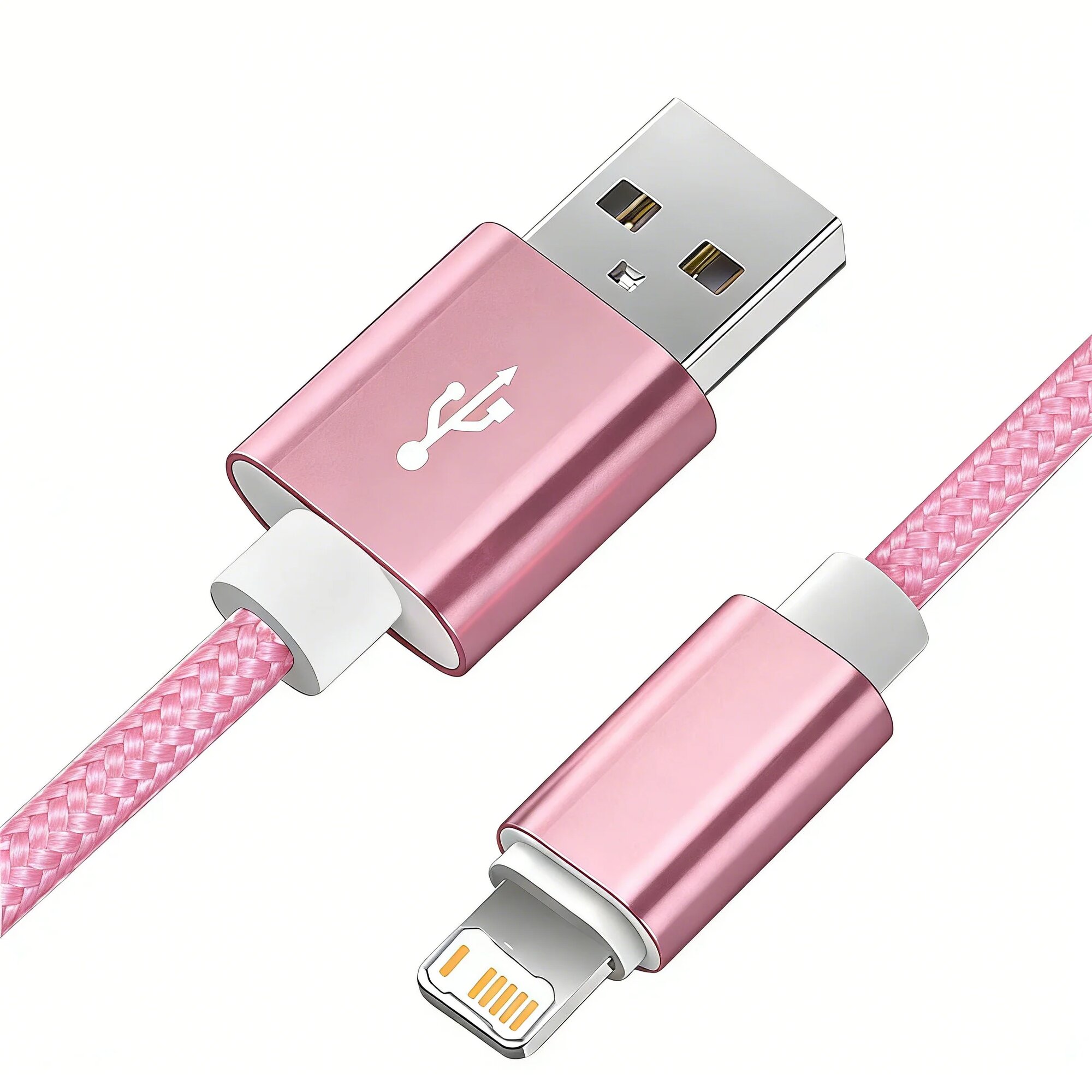 USB-кабель для быстрой зарядки для iPhone 11, 12, 13 Pro Max, 14 Plus, X, XR, XS, 2 м, Розовый, Pink