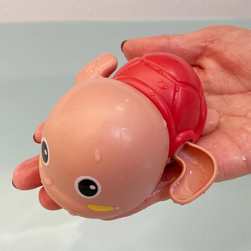 Пластиковая заводная кукла для ванной, розовый, Pink Tortoise