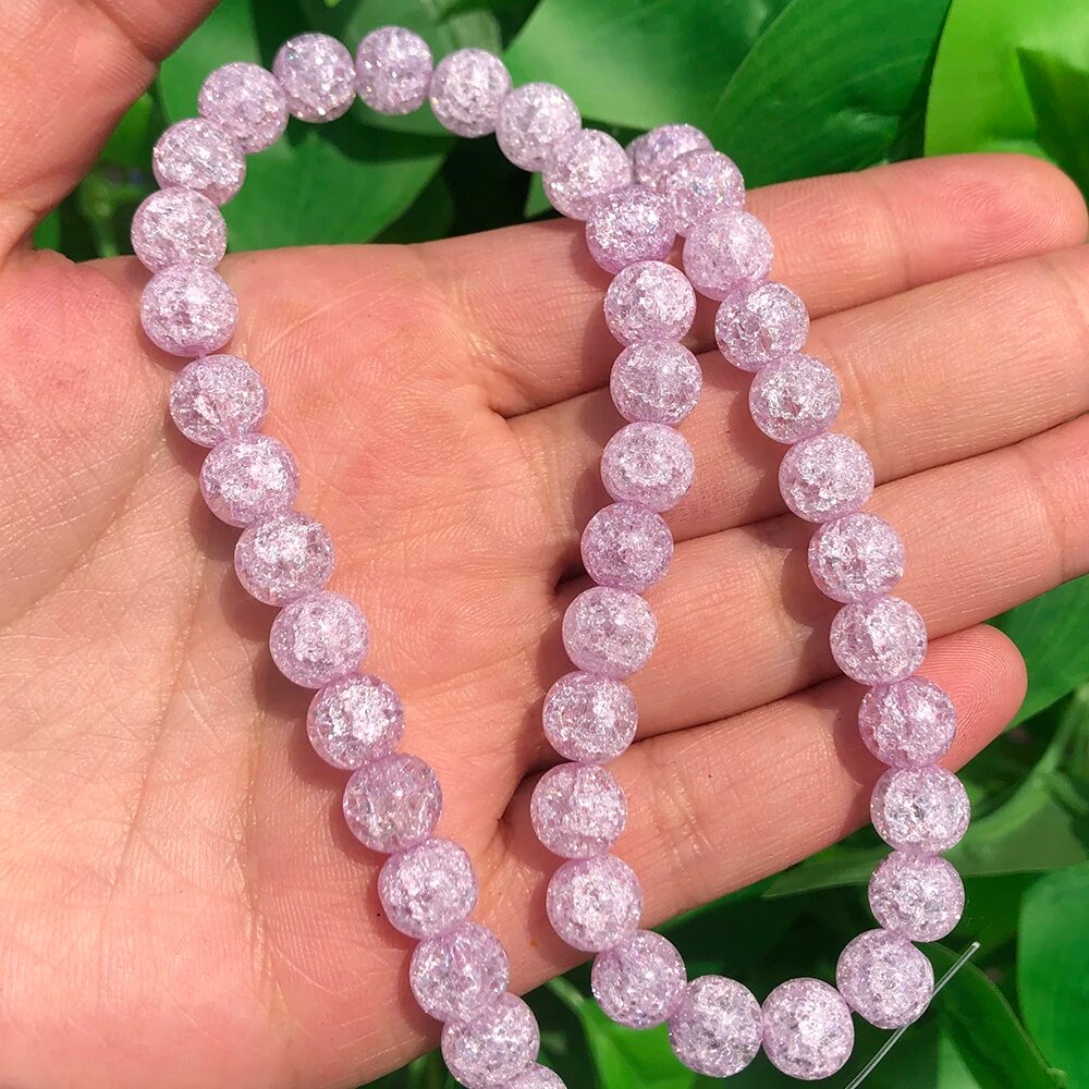 Белые треснутые кварцевые бусины GMB724 4 6 8 10 12 мм 8mm approx 46-48pcs, Сиреневый, Light Purple