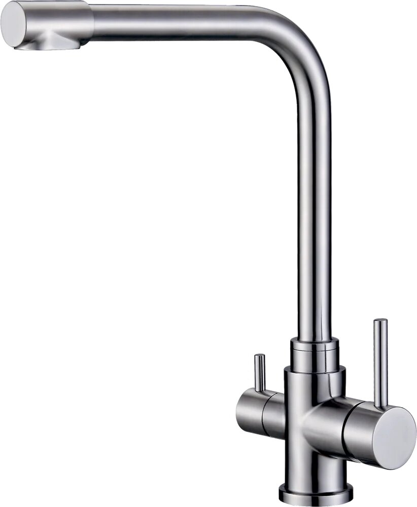 Смеситель для кухни BelBagno BB-LAM15-IN с краном для питьевой воды, с поворотным изливом, матовый, однорычажный, сатин, нержавеющая сталь, с керамическим картриджем