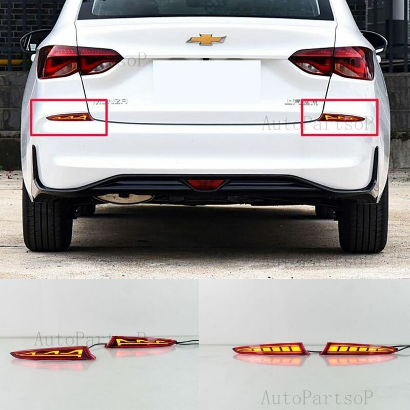 Подходит для Chevrolet Cruze 19-24 годов, задний бампер, светодиодный потоковый свет, стоп-сигнал, поворотный сигнал, модификация