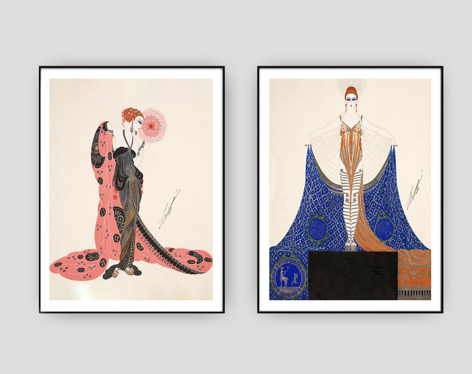 Набор Art-Deco 2 шт размер А3, Эрте (Erte) Афродита Ар Деко Журнал Вог Харпер Базар Ретро Art Deco / принт Роман Тыртофф