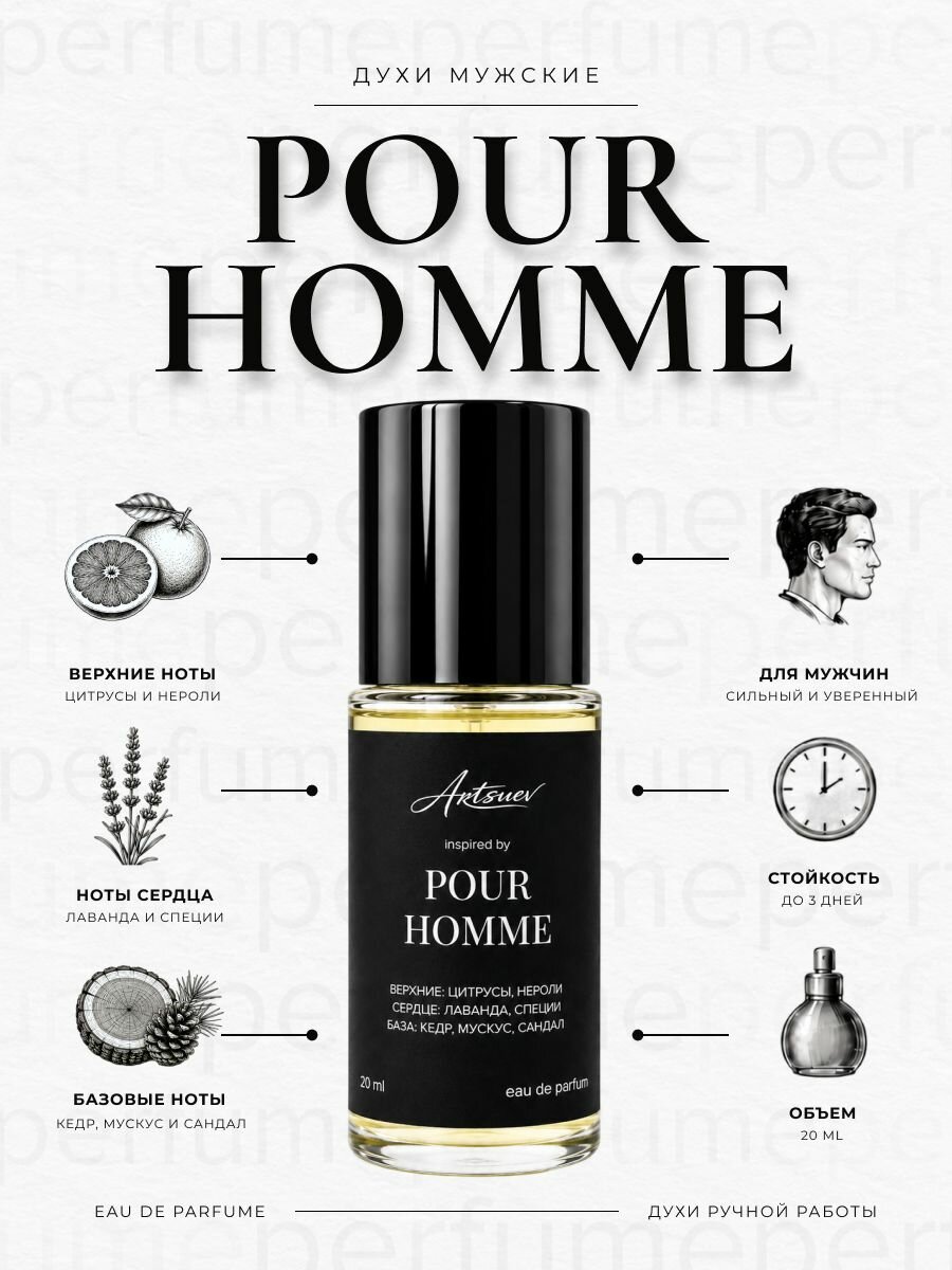 Духи стайокие pour homme 20мл для мужчин глубокий аромат Artsuev