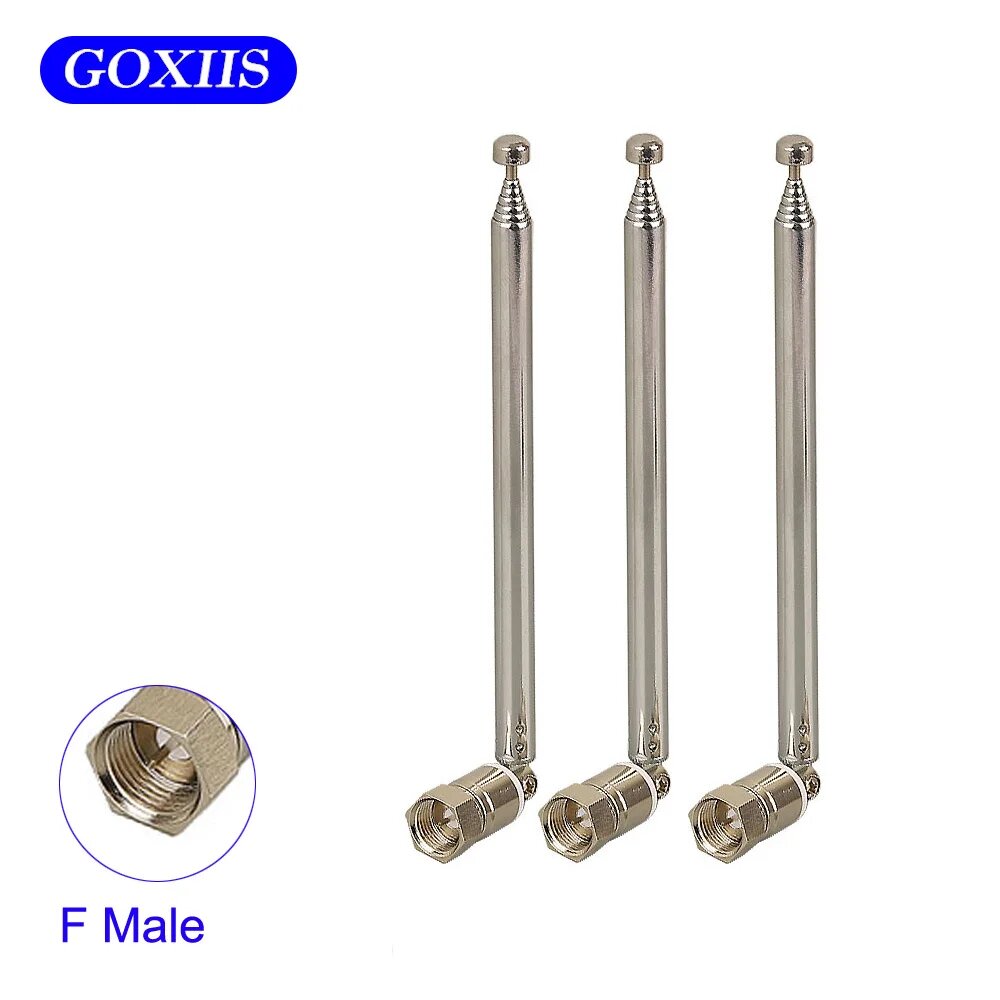 GOXIIS Телескопическая антенна FM 75 Ом F-Male-3PCS
