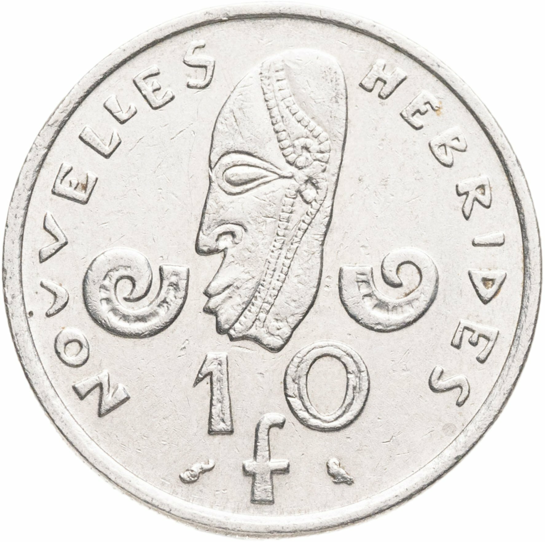 Новые Гебриды 10 франков francs 1970, Мельхиор медь-никель, в сохранности VF-XF