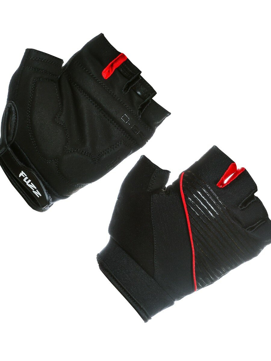 Перчатки 08-202365 лайкра GEL COMFORT черно-красные, размер XL, D-GRIP GEL. с петельками, на липучке FUZZ