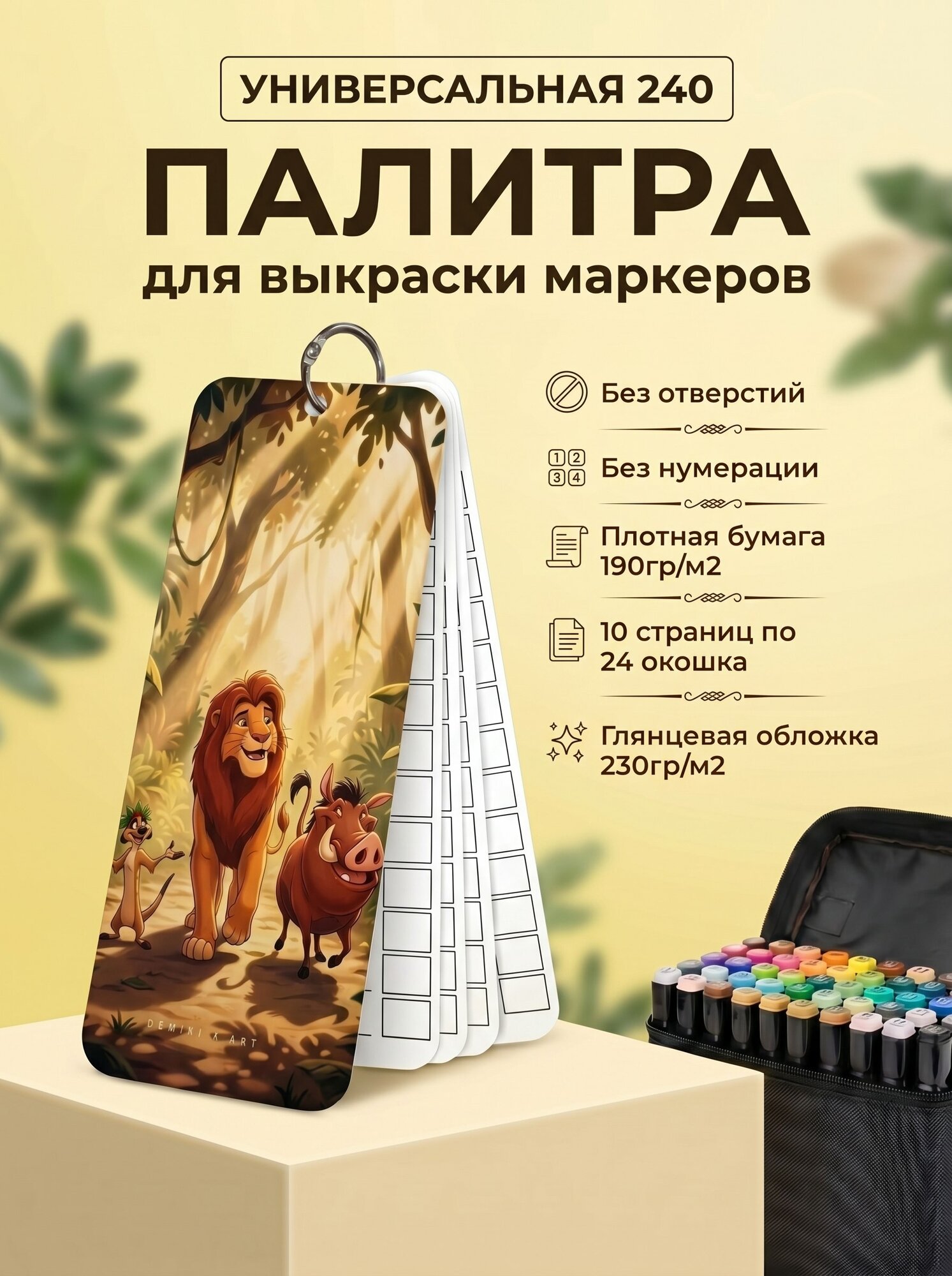 Палитра для выкраски маркеров универсальная 240 без отверстий