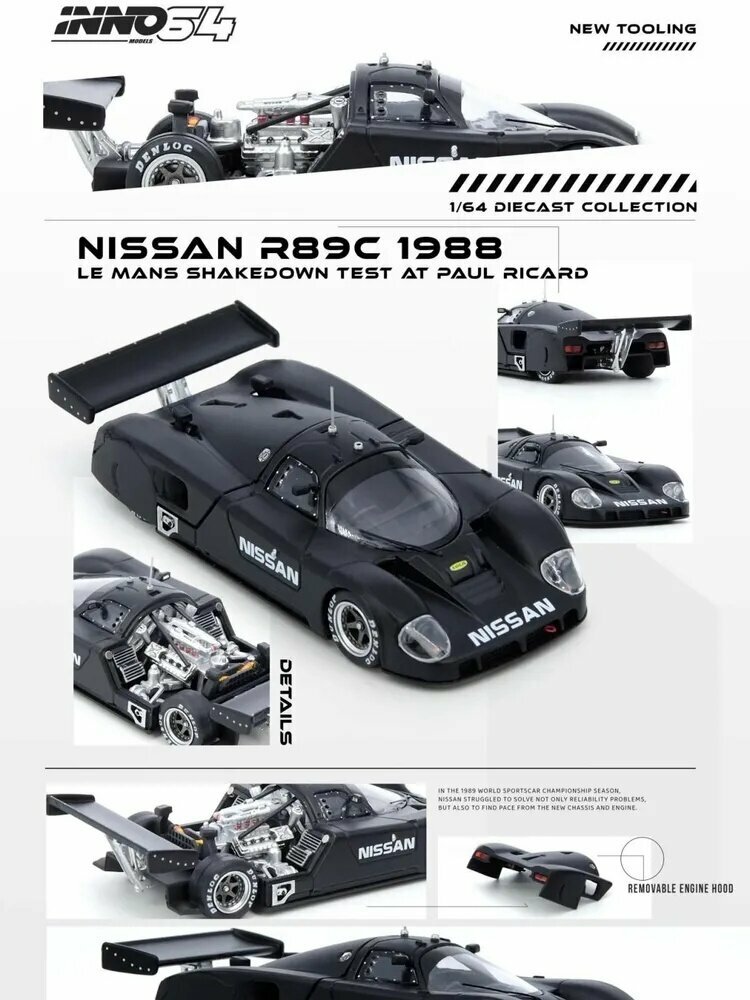 Машинка INNO 1/64 NISSAN R89C LE MANS SHAKEDOWN TEST AT PAUL RICARD1988 Die-cast Alloy Model Collection Gift