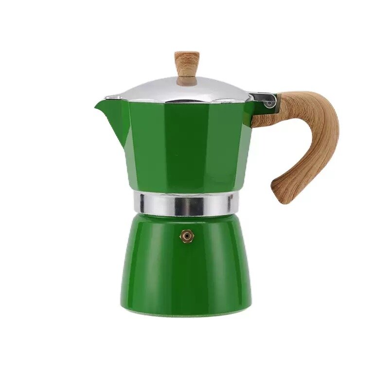 Гейзерная кофеварка PREMIUM, алюминий, 300мл, теплоизоляционная ручка, green