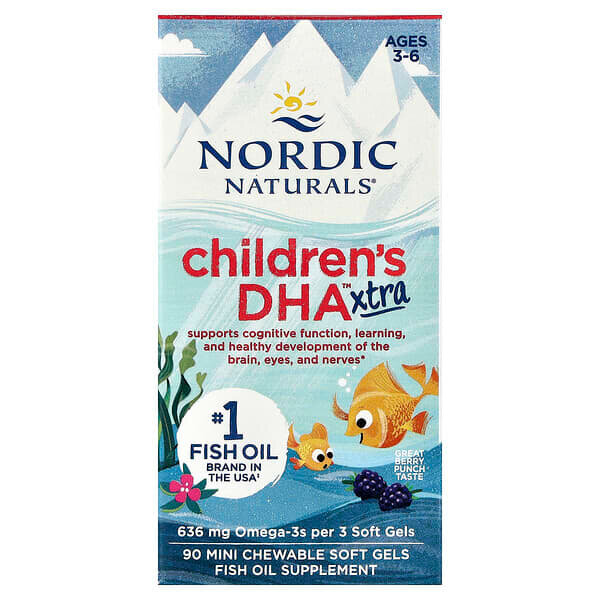 Омега-3 для детей от 3 до 6 лет, ягодный вкус, 636 мг, 90 мини-таблеток, Nordic Naturals