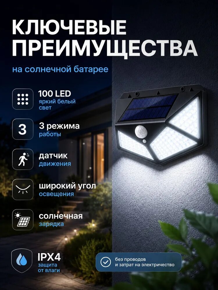 Уличный светильник, Без цоколя, количество ламп:100шт