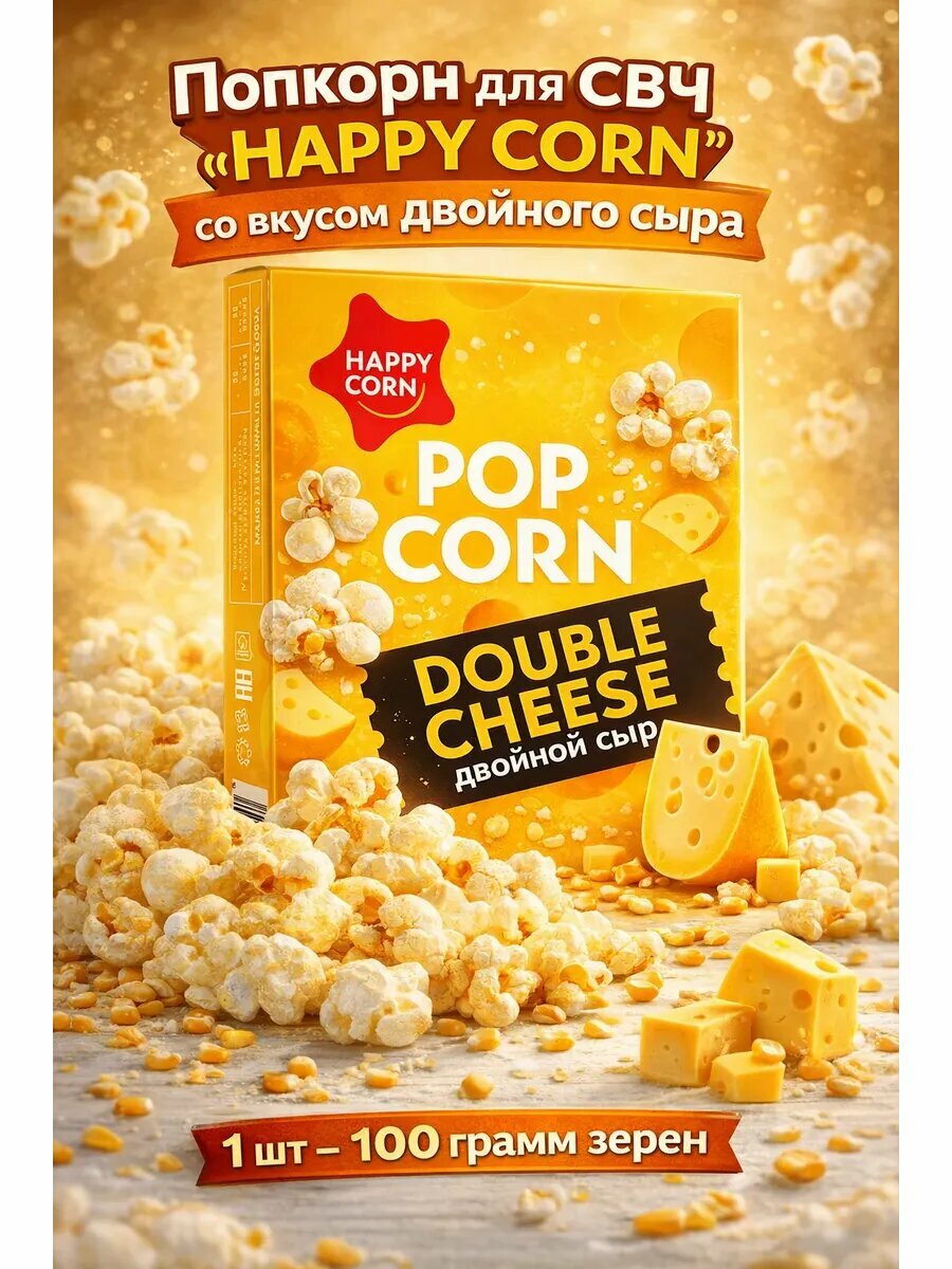 Попкорн для СВЧ HAPPY CORN двойной сыр 100 г