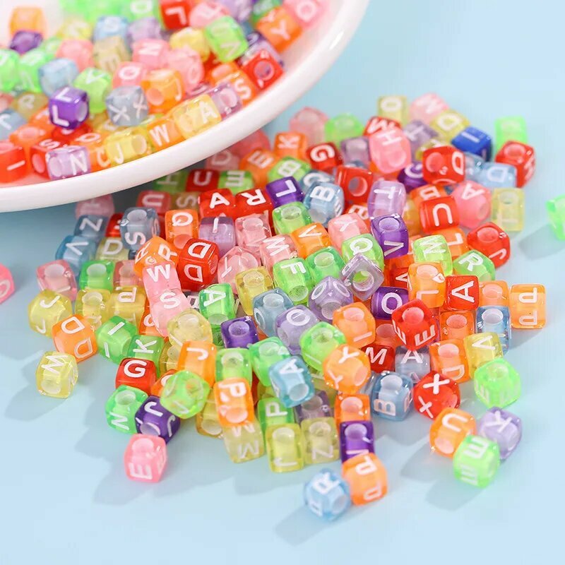 Радужные бусины с буквами, 100pcs1