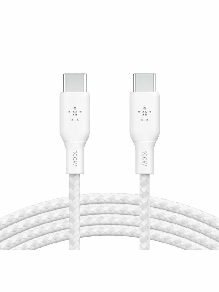 Кабель Belkin BoostCharge 100W USB-C to USB-C 2.0 Braided Cable. Длина: 3м. Цвет: белый