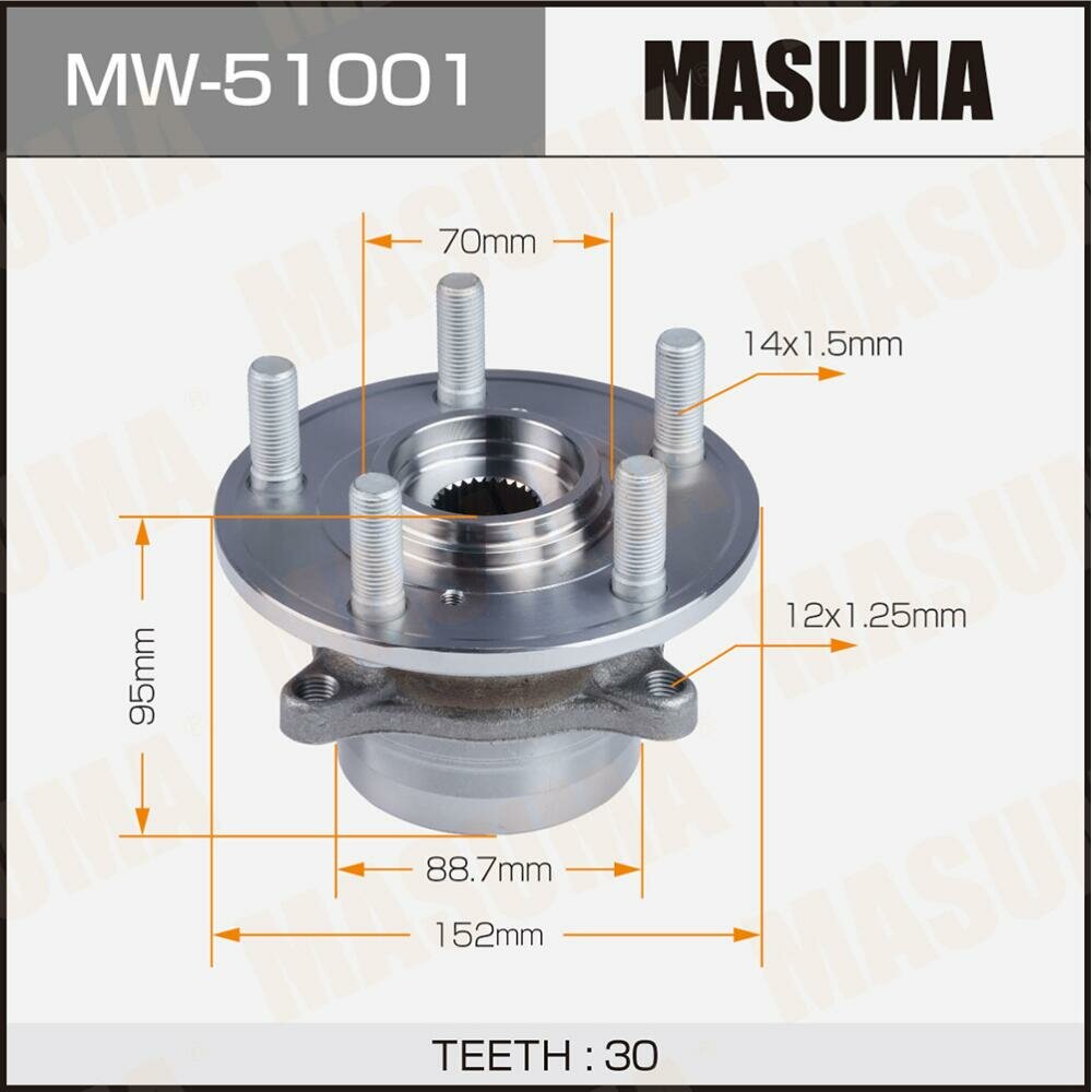 Ступица колеса переднего (c ABS) Honda Pilot 08-15; Masuma MW-51001