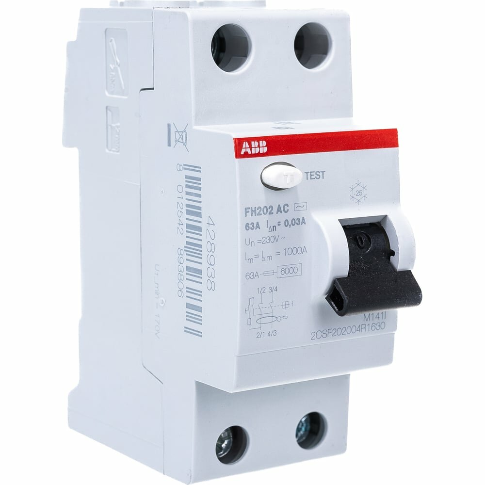 Выключатель диффиренциального тока ABB 2п 63A 30mA тип AC FH202 2CSF202002R1630