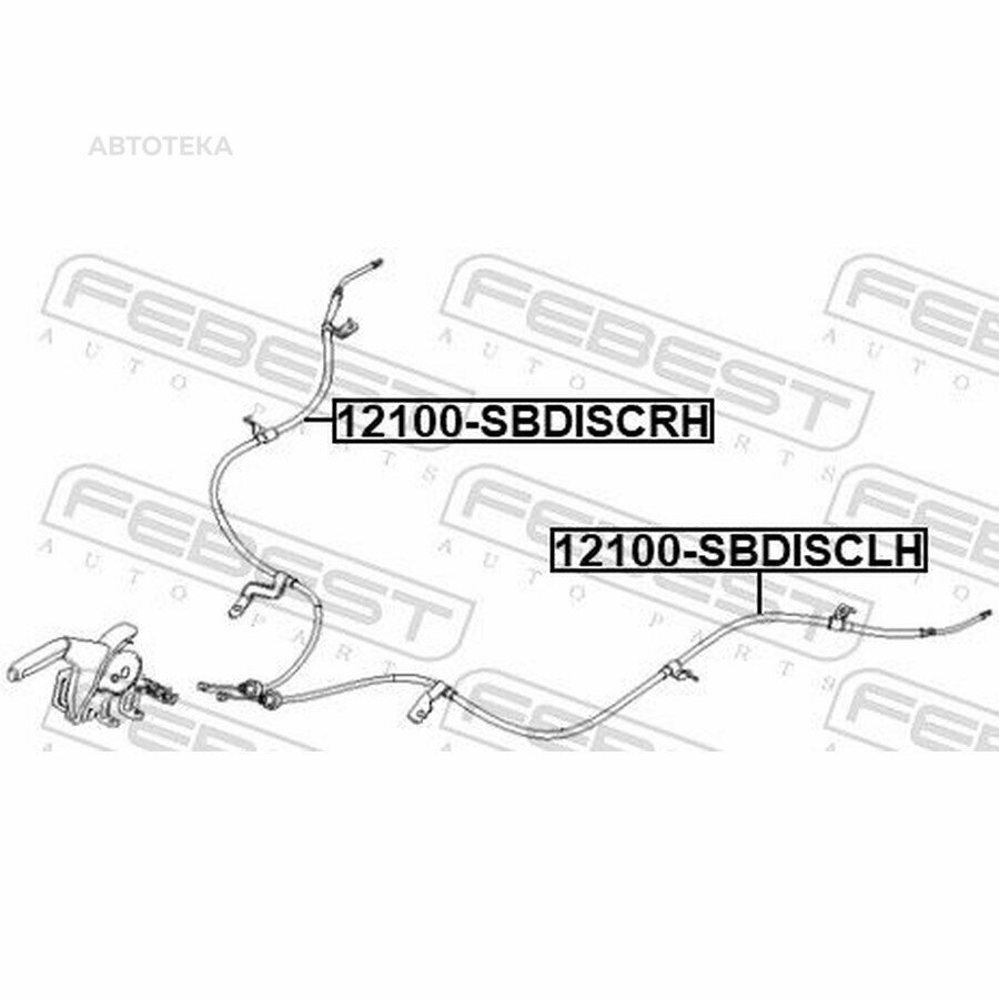 Трос ручного тормоза KIA RIO/HYUNDAI SOLARIS прав. диск. FEBEST 12100SBDISCRH