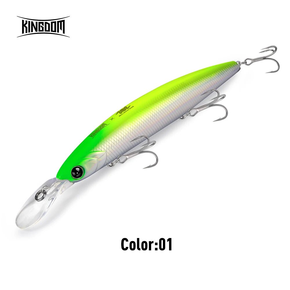 Воблер KINGDOM Sinking Minnow 125 мм 28 г Зеленый, 5568-01