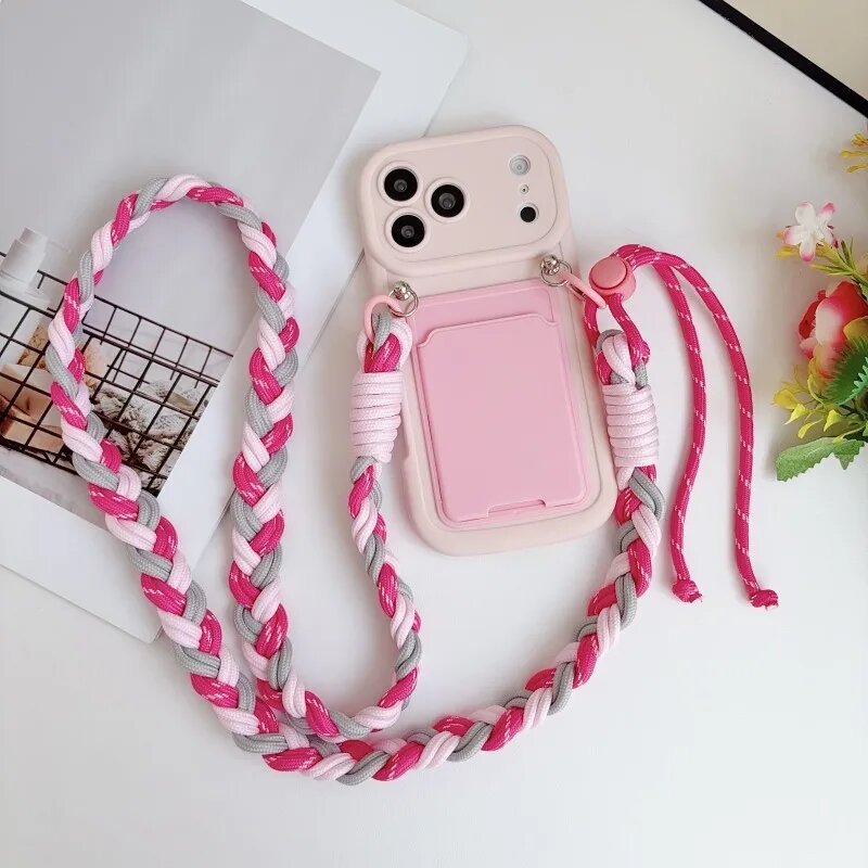 Модный Плетеный Чехол Для iPhone С Ремешком, Противоударный Розовый, Pink feifan, for iPhone 17