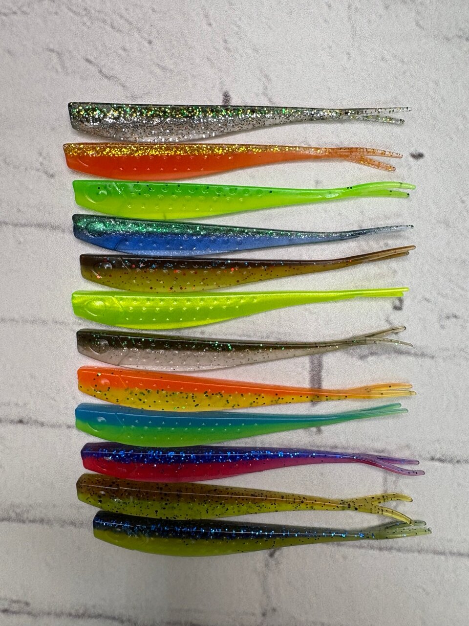Силиконовая приманка слаг dotty dart 4 дюйма, микс набор из 12 приманок разного цвета, прорезь под крючок