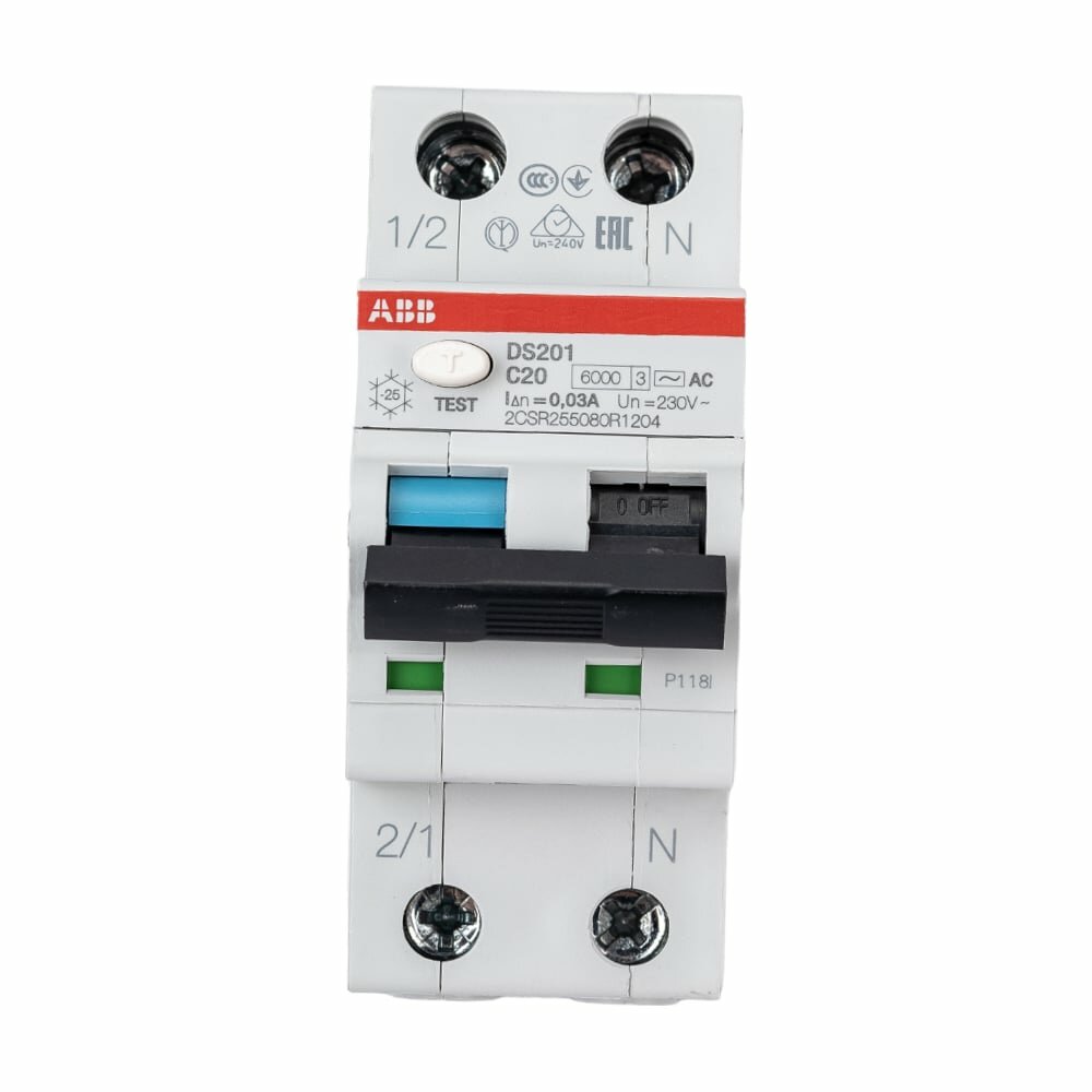 Автоматический выключатель дифференциального тока ABB DS201 C20 AC30 2CSR255080R1204