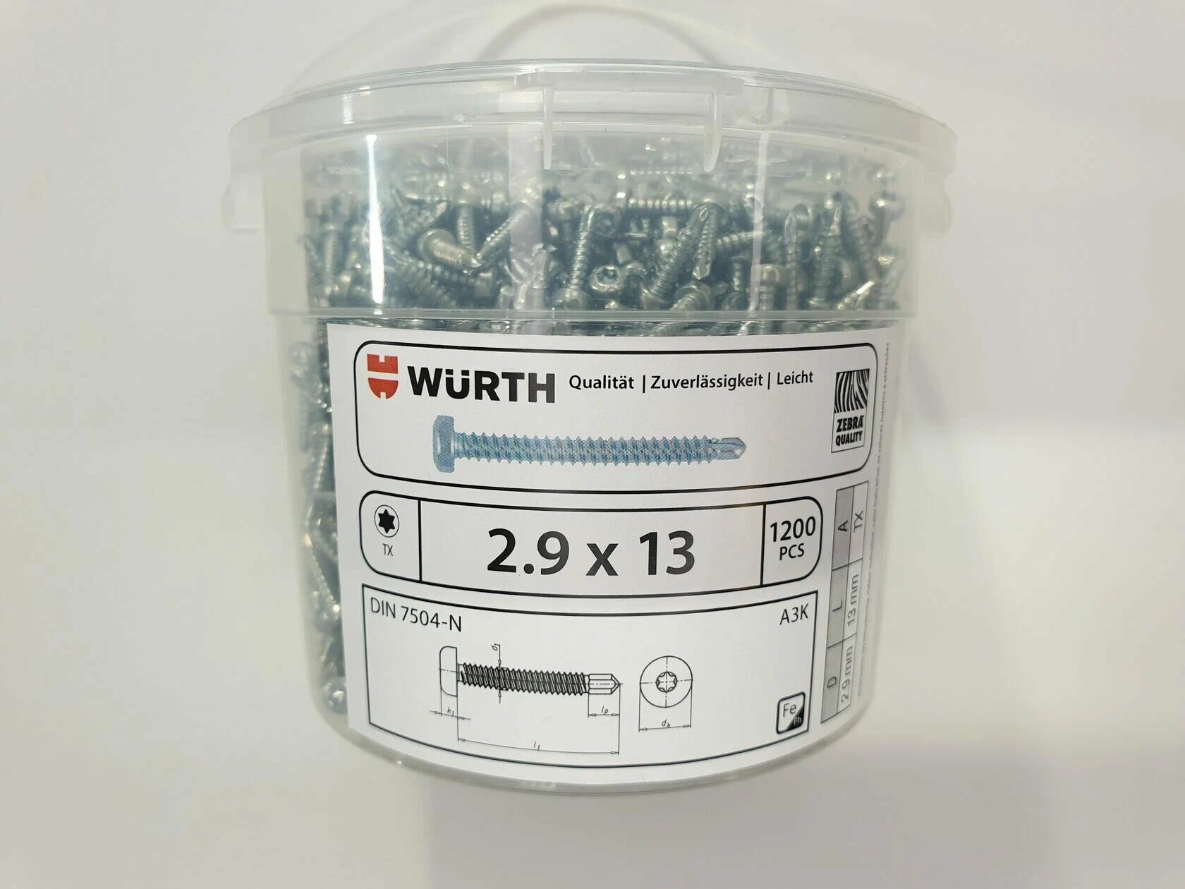 Саморез по металлу DIN 7504-N 2.9x13 (1200 pcs) WURTH, Германия