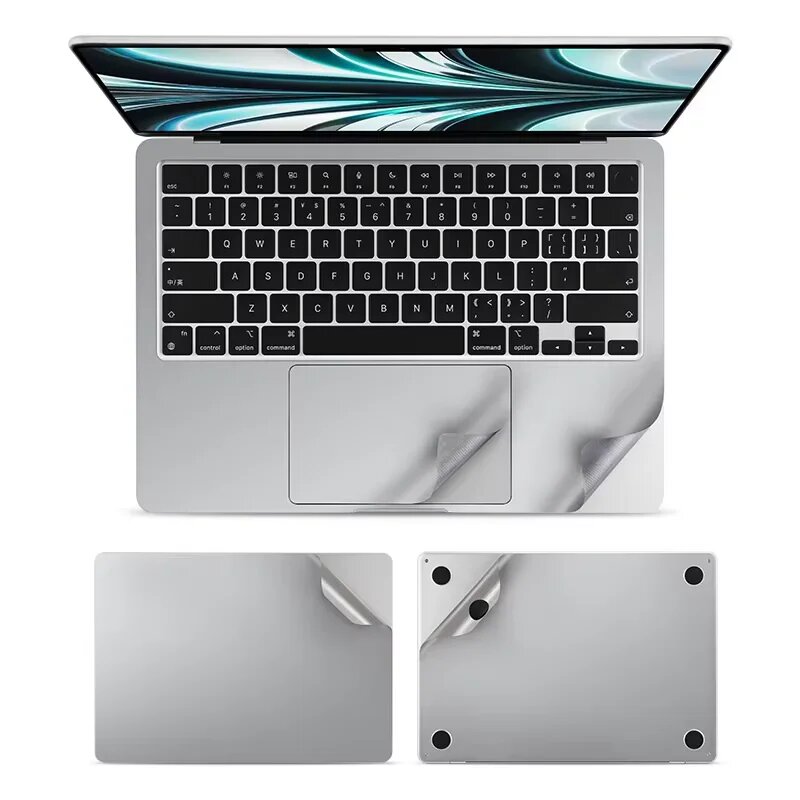 Защитная пленка для MacBook Air 13.6", Полуночный синий Серый, Air 15.3 M2 M3 M4 M5, 4 in 1 silvery