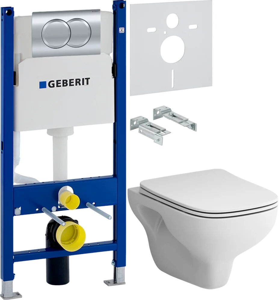Комплект 3 в 1 Унитаз подвесной AM.PM X-Joy S FlashClean C85A1702SC / Звукоизоляция Geberit 156.050.00.1 / Инсталляция с кнопкой Duofix Delta 458.149.21.1 цвет хром