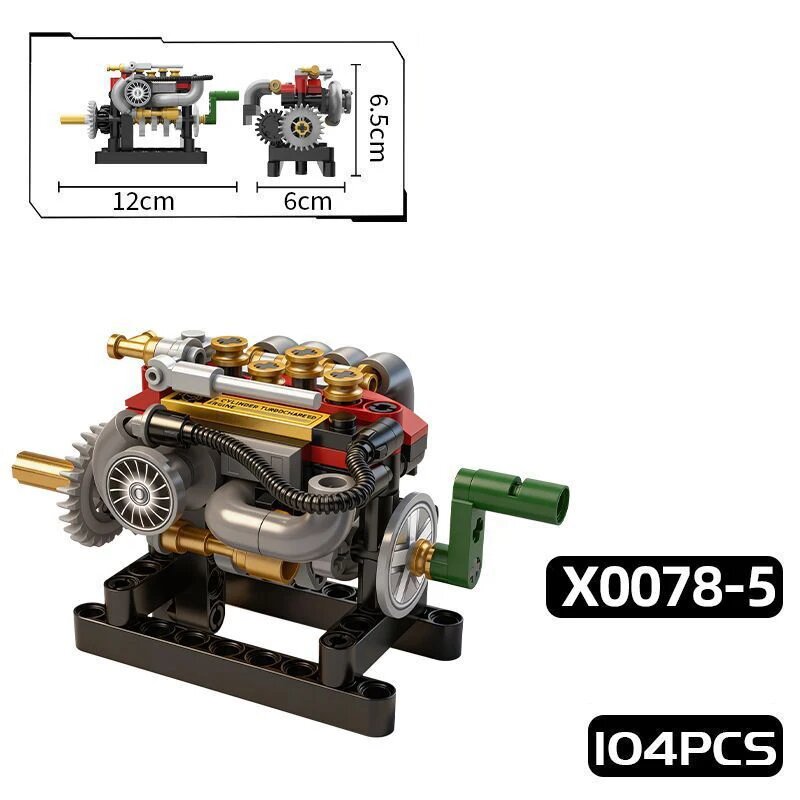 Конструктор Moc Creative V8 мини двигатель 2/3/4/6/8 цилиндров X0078-5