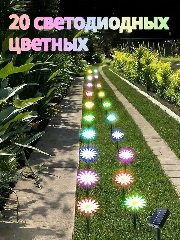 Электрогирлянда уличная Ретро Люминесцентная (энергосберегающая), Светодиодная 20 ламп, питание LiIon, Солнечная батарея