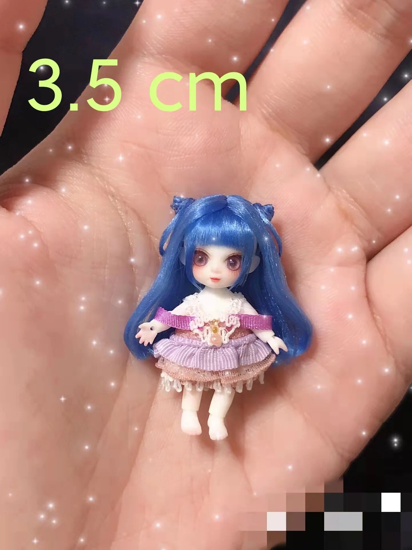 Мини-кукла BJD 3,5 см полимерная Синий, Золотой