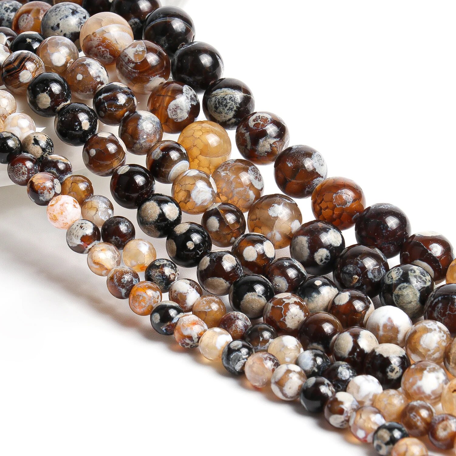 Бусины GMB724 голубые с агатом 6/8/10 мм 6mm 63pcs beads, Коричневый, Dark brown