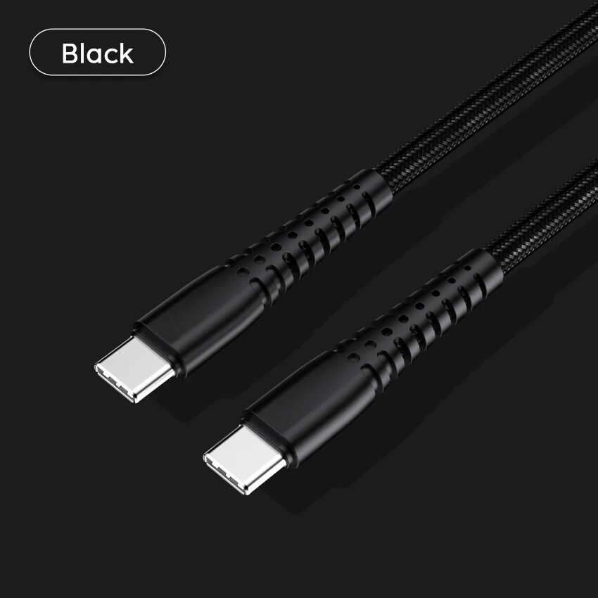 JianHan Кабель USB C — USB C для iPhone 15 Plus Pro Max 60 Вт PD Кабель для Черный, 1 м, Black