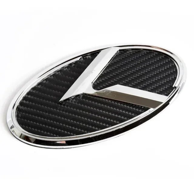 Логотип Kia карбон-серебро-черный, 13x6.5 см