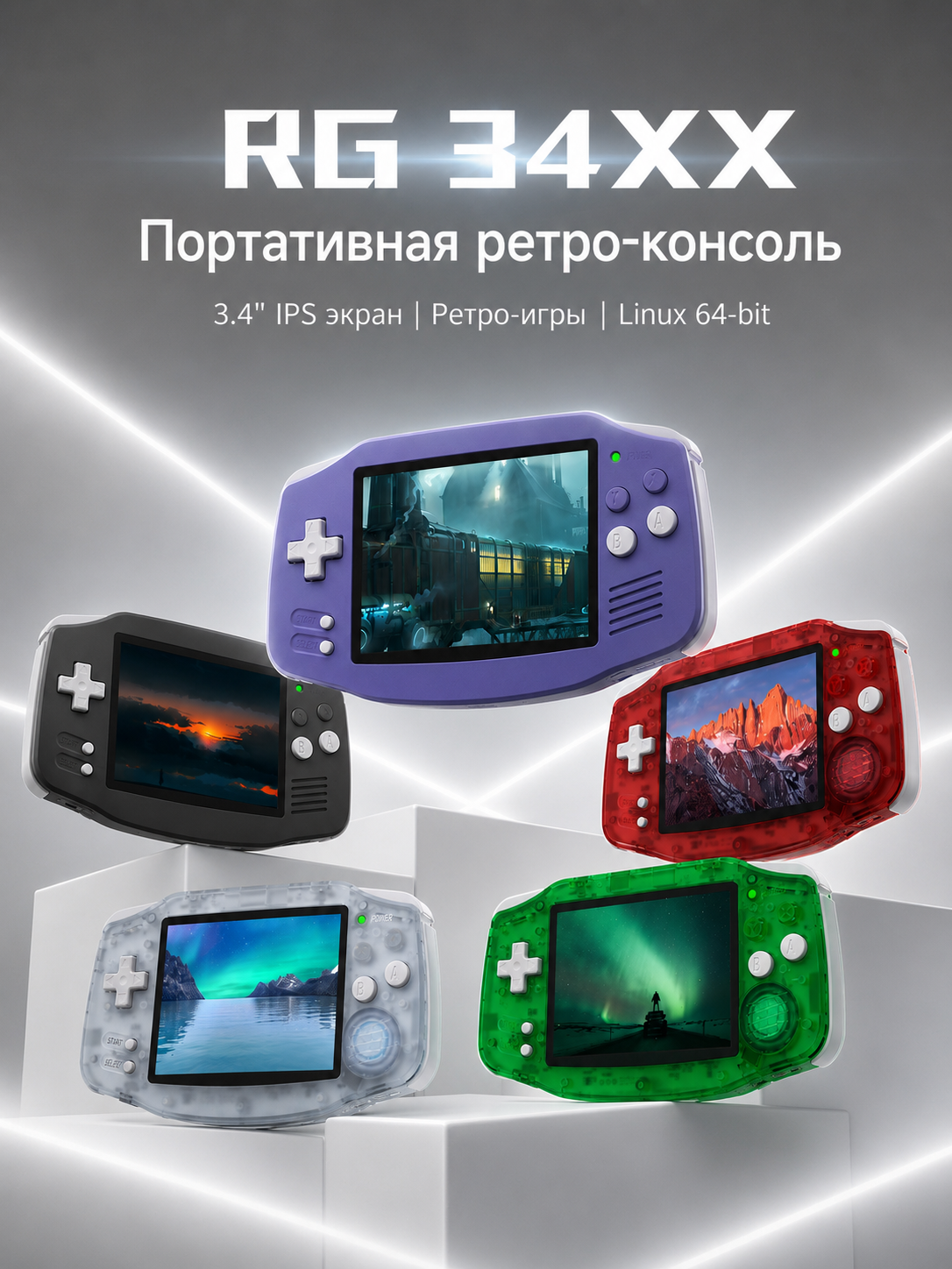 Anbernic RG34XX черный 32Гб+256Гб Retro Arcade Handheld Game Console