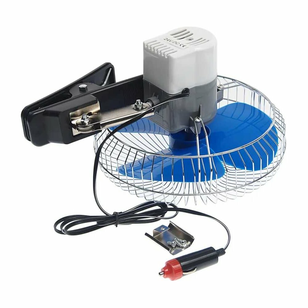 Вентилятор Megapower M-503C 21см 8 с решеткой металл на прищепке 12V Megapower M-503C-12 827018 — фото 1