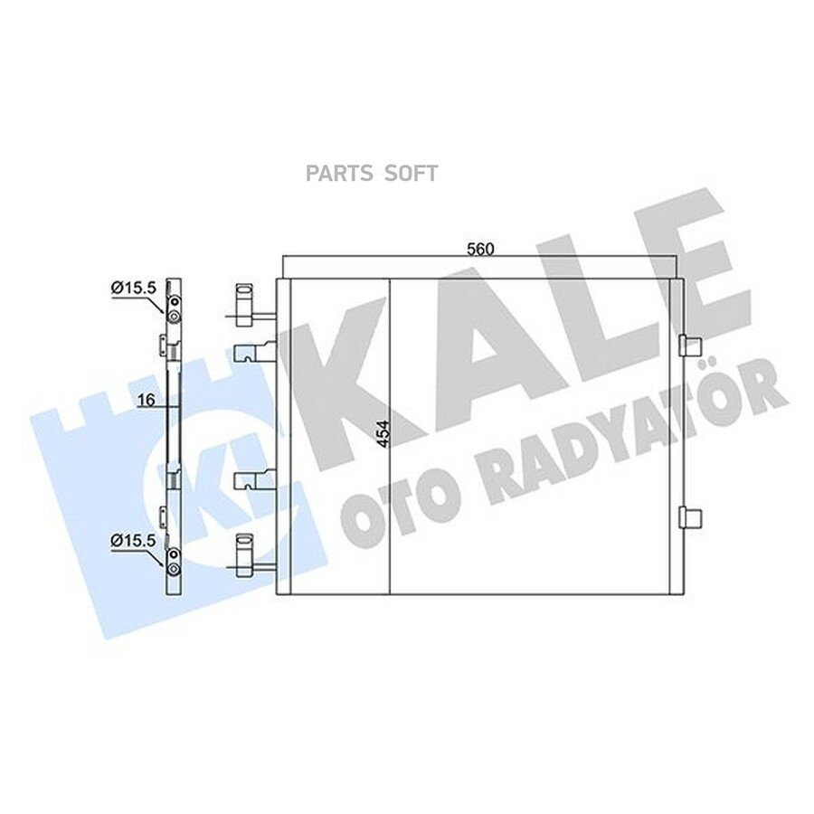 KALE 350670 Радиатор кондиционера для а/м Nissan Primastar Opel Vivaro Renault Trafic II паяный