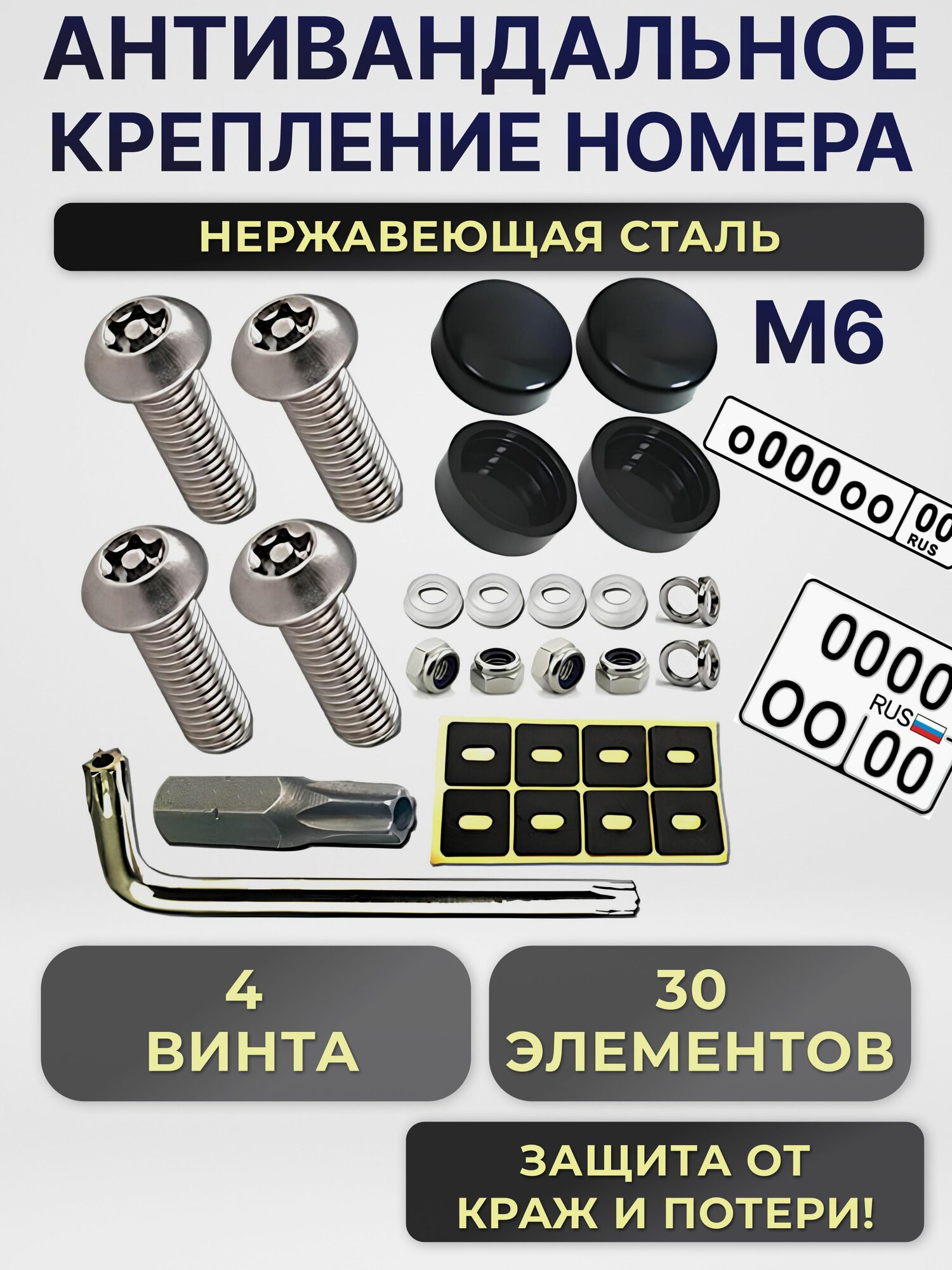 Болты для номерных знаков, крепление номера автомобиля